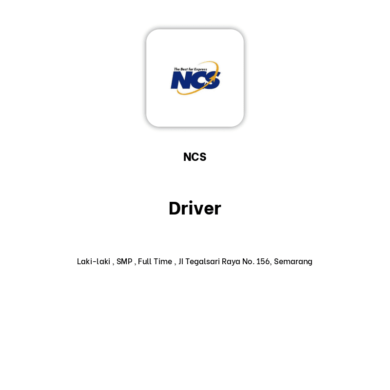 Lowongan Kerja Driver di NCS Juli 2024 - Jobnas